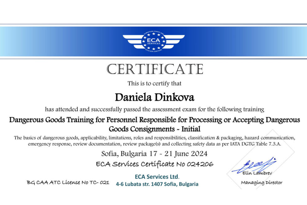 Air Freight Division Achieves IATA Dangerous Goods Certification ...